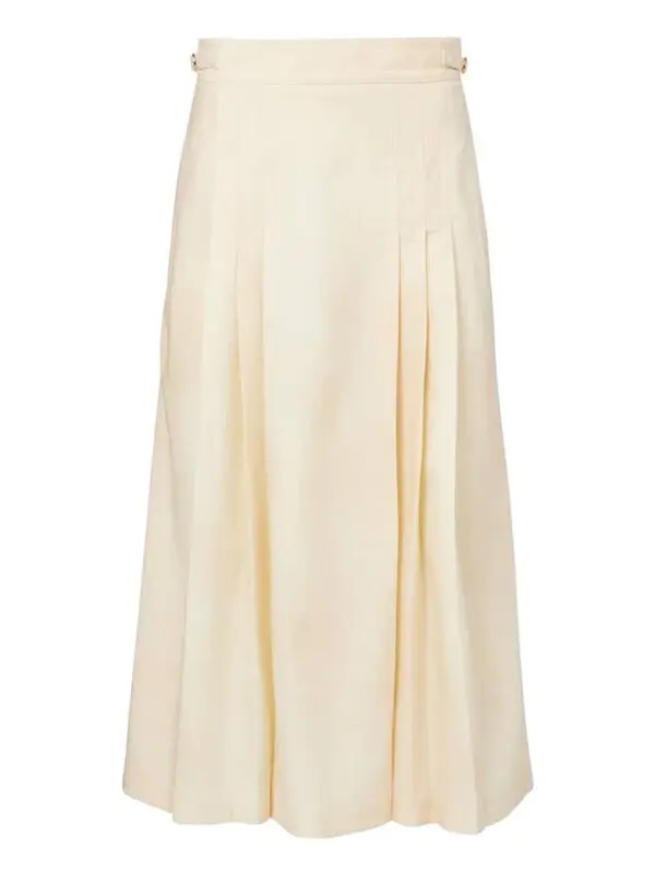 Gabriela Hearst Lerna Pleated Virgin Wool Midi Skirt - White