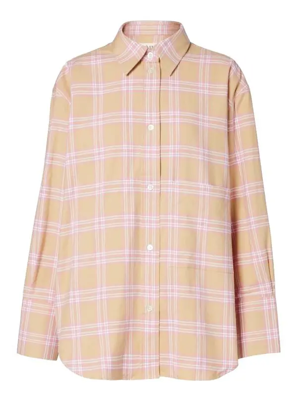 RÓHE Checked Cotton Flannel Overshirt - Pink