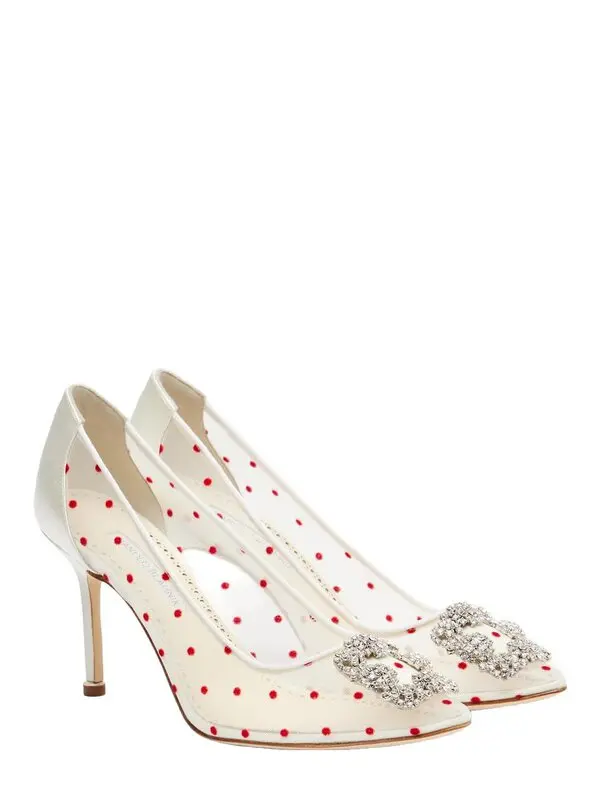 Manolo Blahnik Hangisi 90 Polka-dot Embellished Pumps - Multicoloured