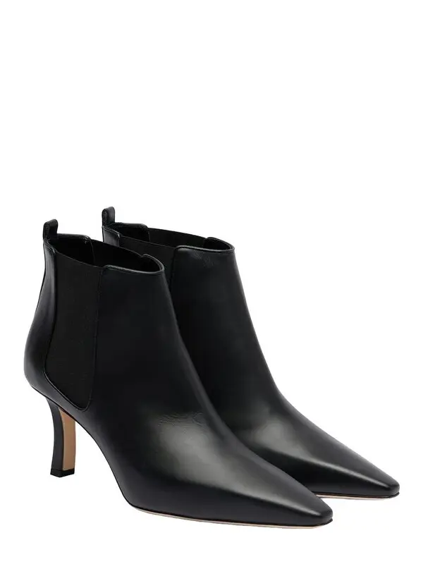 Manolo Blahnik Dildaltra 70 Leather Ankle Boots - Black