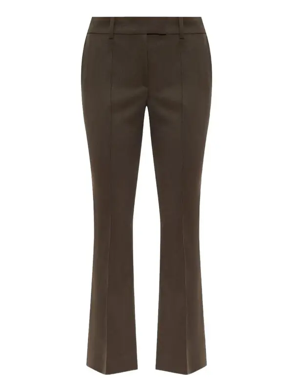 Attico Long Trousers In Stretch Wool Gabardine - Brown