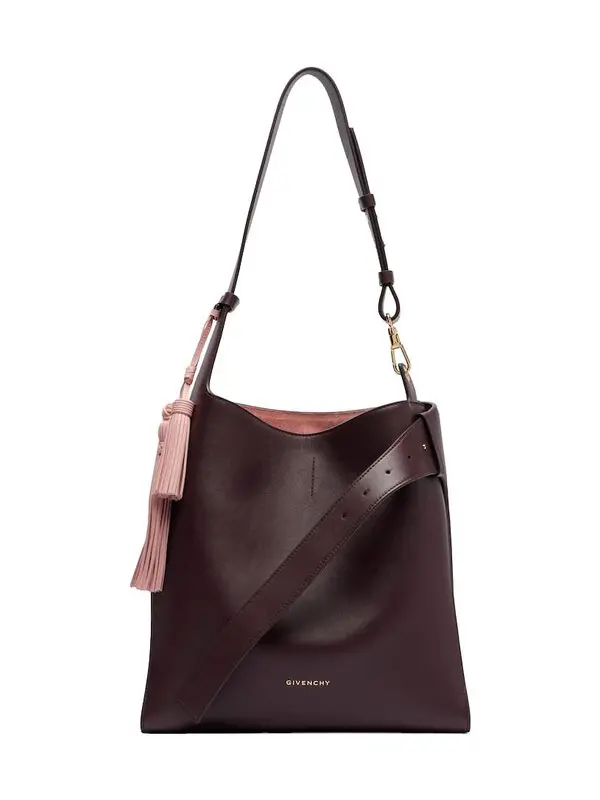 Givenchy Belted Medium Leather Hobo Bag - Burgundy