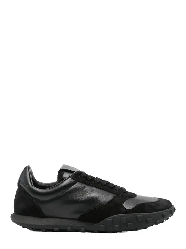 JIL SANDER Leather Lace-up Sneakers With Suede Inserts - Black