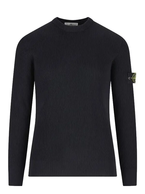 Stone Island Virgin Wool Crewneck Sweater - Blue