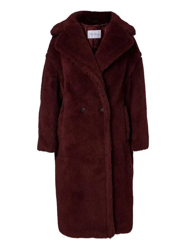 Max Mara Teddy Bear Icon Alpaca, Wool, And Silk Coat - Burgundy