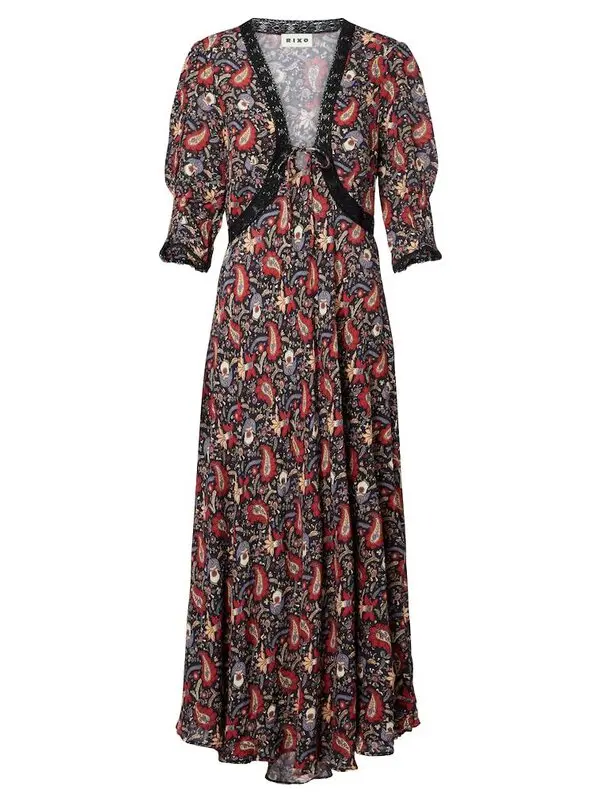 Rixo Amina Floral Crêpe De Chine Midi Dress - Multicoloured