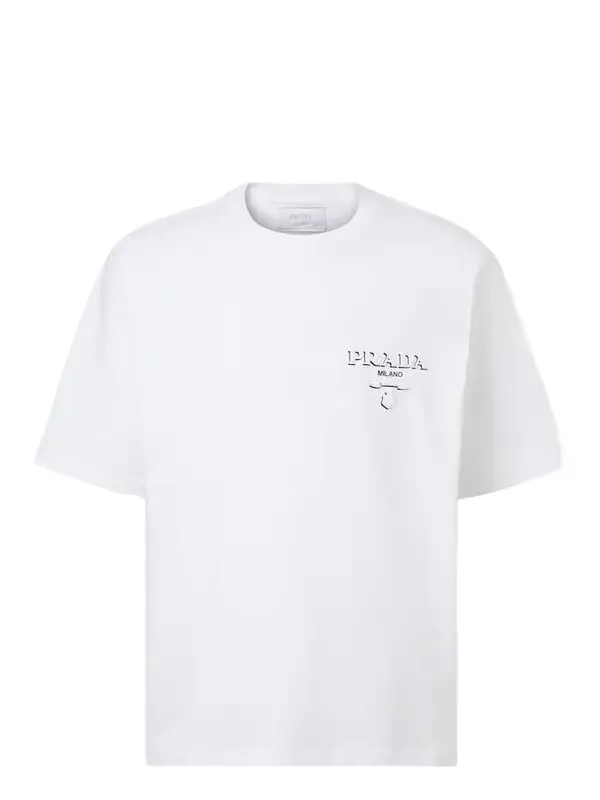 Prada Logo Oversized Cotton Jersey T-shirt - White