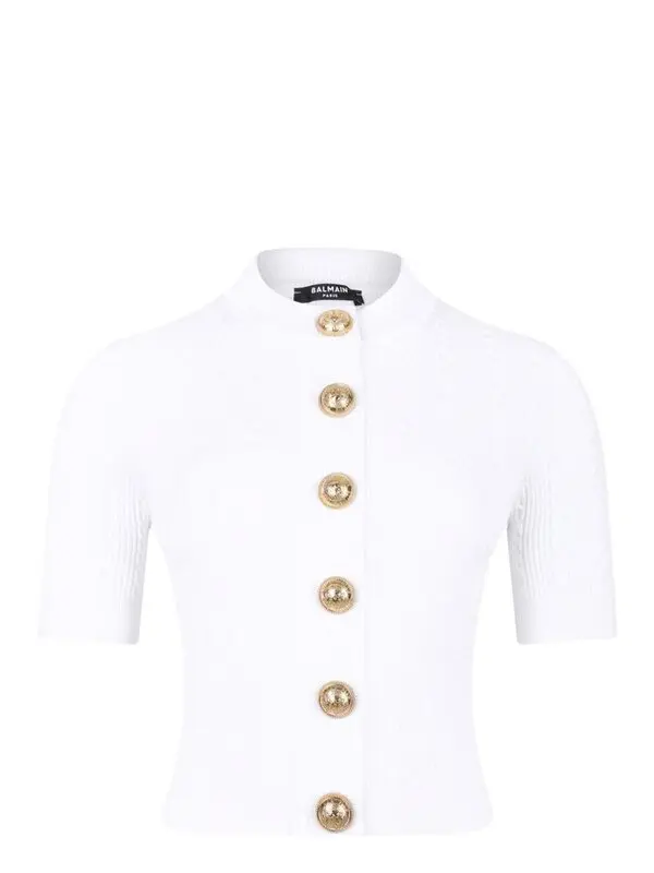 Balmain Crewneck Cardigan - White