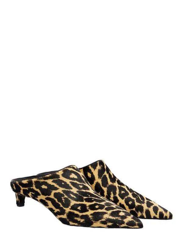 JIL SANDER Pointy Leopard-print Calf Hair Mules - Black