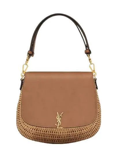Saint Laurent Mini Voltaire Top Handle Bag - Naturel And Brick