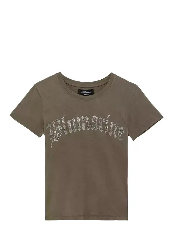 Blumarine Crystal-embellished Logo T-shirt - Brown