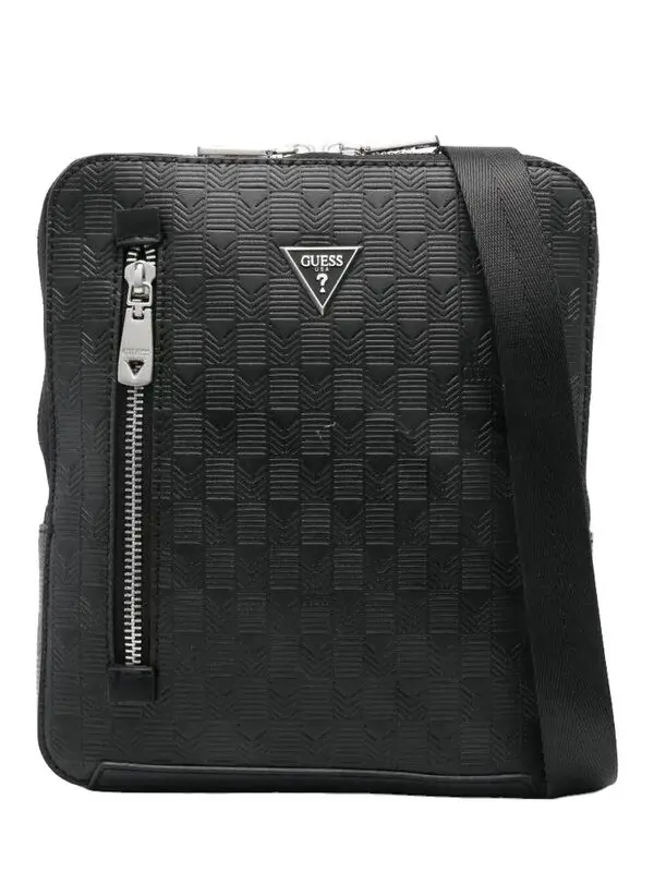 Guess Logo-embossed Messenger Bag - Black