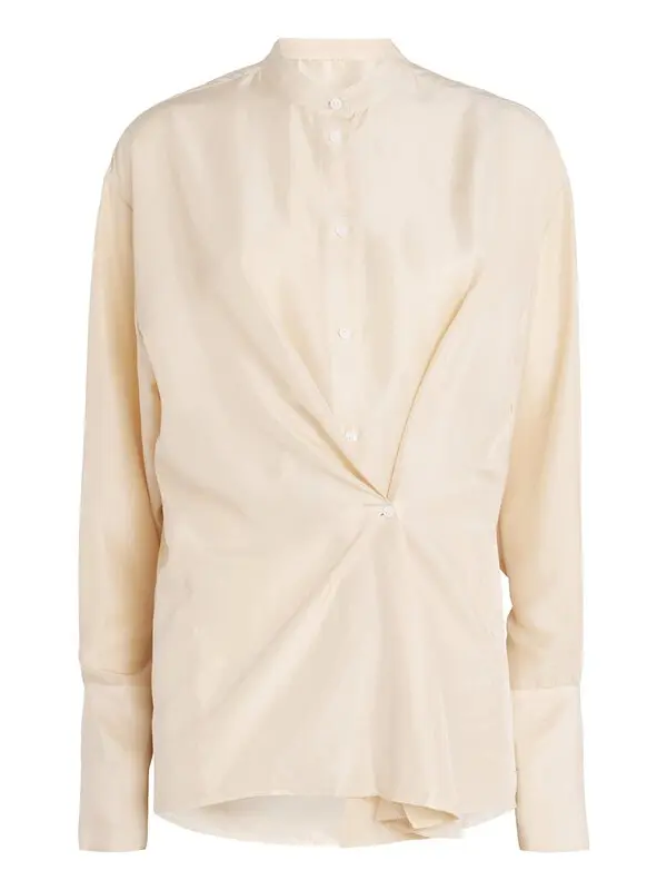 Max & Co. Silk Pintuck Shirt - Beige