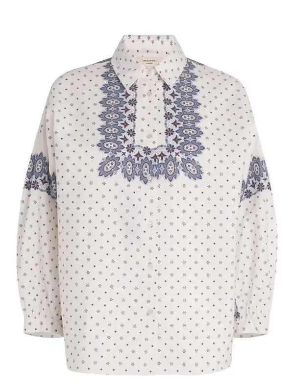 Max Mara Cotton Floral Print Shirt - White