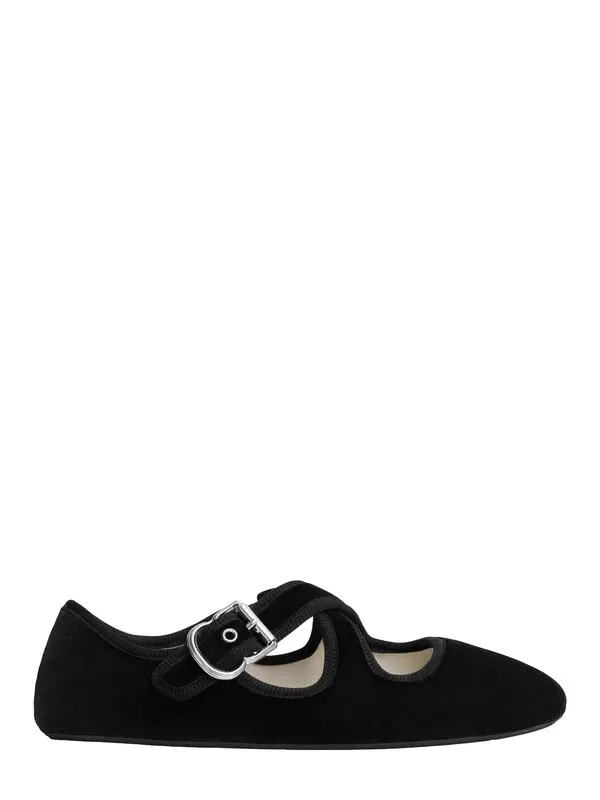 Alaïa Suede Criss-cross Ballet Flats - Black
