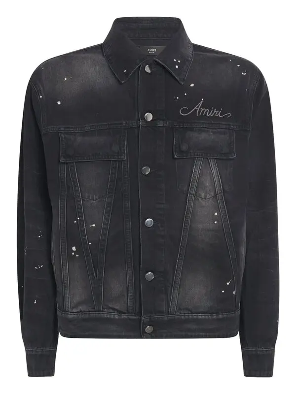 Amiri Bleach Bandana Denim Jacket - Black