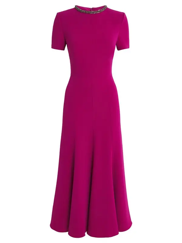 Roland Mouret Cady Crystal Midi Dress - Burgundy