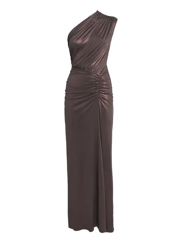 Lapointe One-shoulder Ruched Maxi Dress - Brown