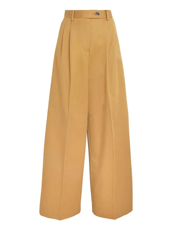 Max & Co. Cotton Gabardine Wide-leg Trousers - Yellow