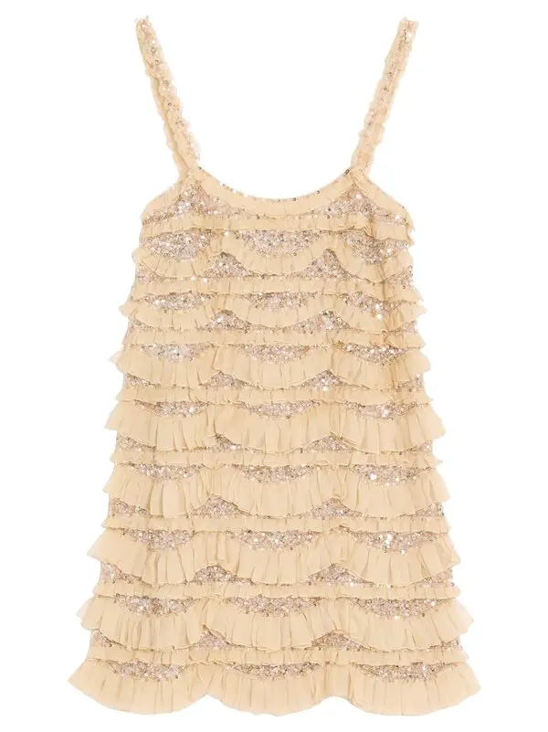 Valentino Garavani Silk Ruffled Mini Dress - Nude