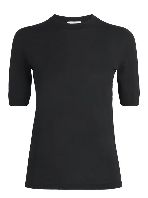 Max Mara Virgin Wool Short Sleeve Top - Black