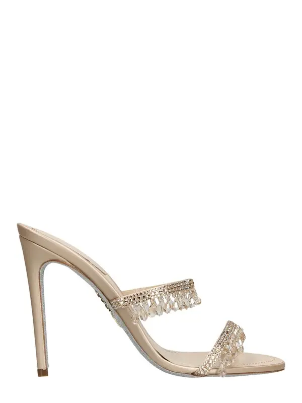 Rene Caovilla Embellished Chandelier Heeled Mules 105 - Beige