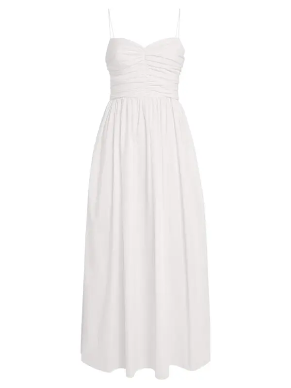 Matteau Organic Cotton Gathered Midi Dress - White
