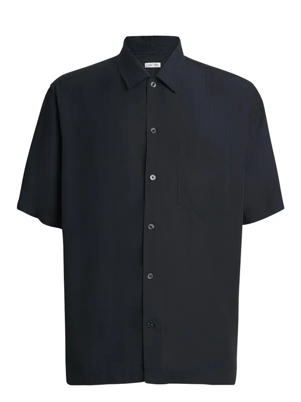 SAMSOE SAMSOE Lyocell Vertical-stitch Shirt - Black