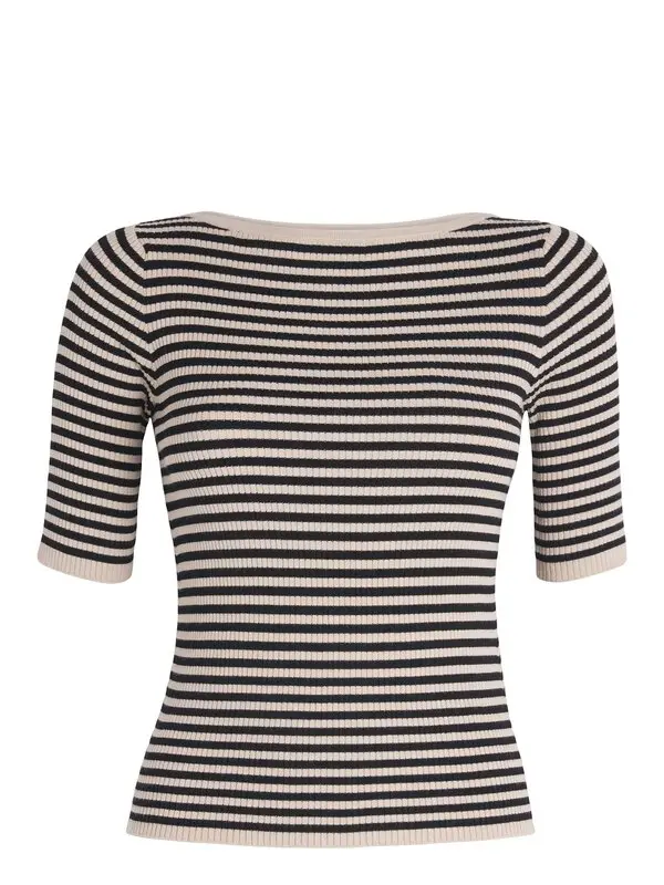 Max Mara Striped Short-sleeve Sweater - Beige