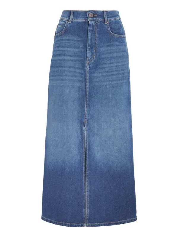Max Mara Denim Maxi Skirt - Blue
