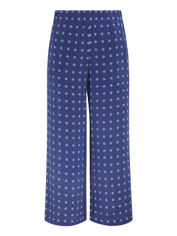 Max Mara Silk Floral Wide-leg Trousers - Blue