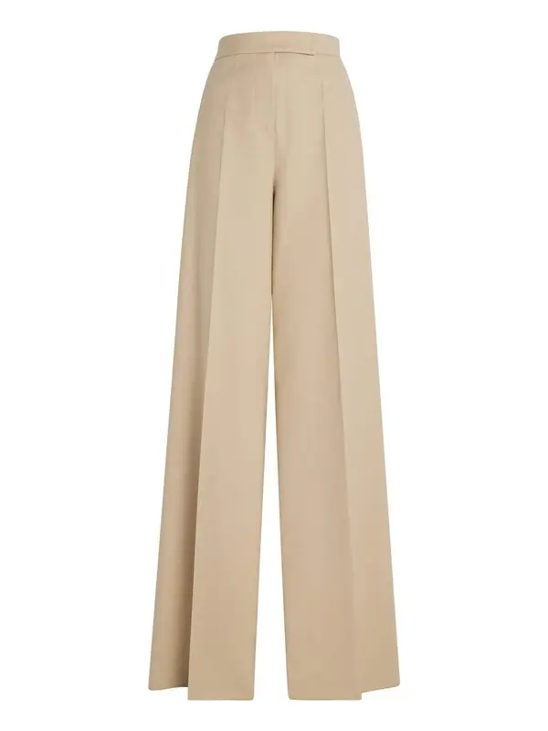 Max Mara Stretch-cotton Wide-leg Trousers - Beige