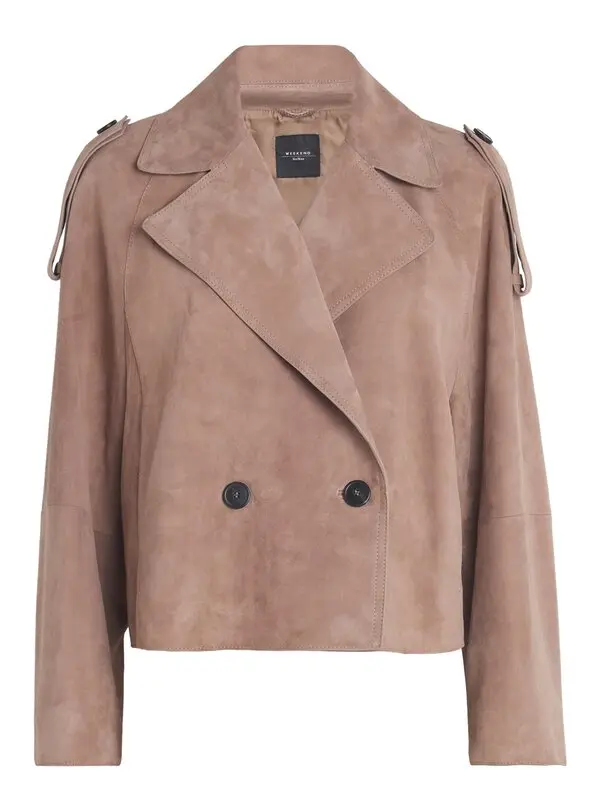 Max Mara Suede Short-line Trench Coat - Brown