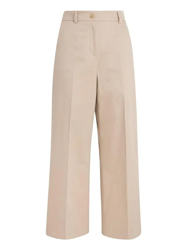 Max Mara Cotton Straight Trousers - Beige