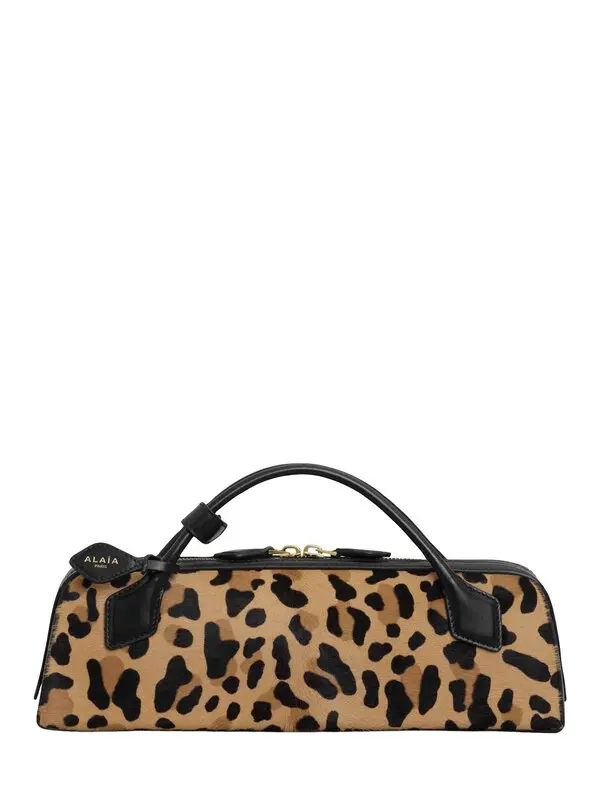 Alaïa Leather Leopard Print Le Teckel Clutch - Brown