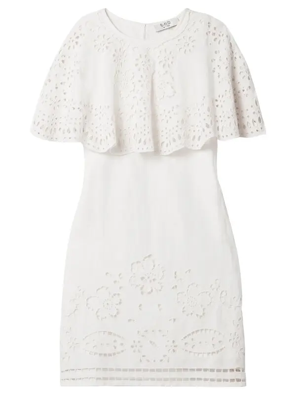 Sea Lula Layered Broderie Anglaise Mini Dress - White