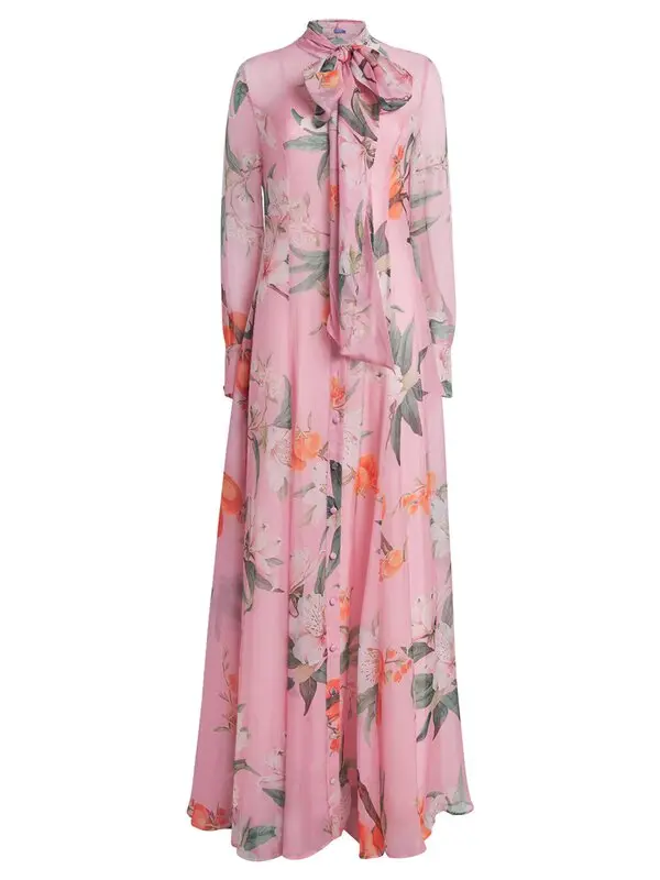 LEO LIN Chiffon Floral Lilith Maxi Dress - Pink