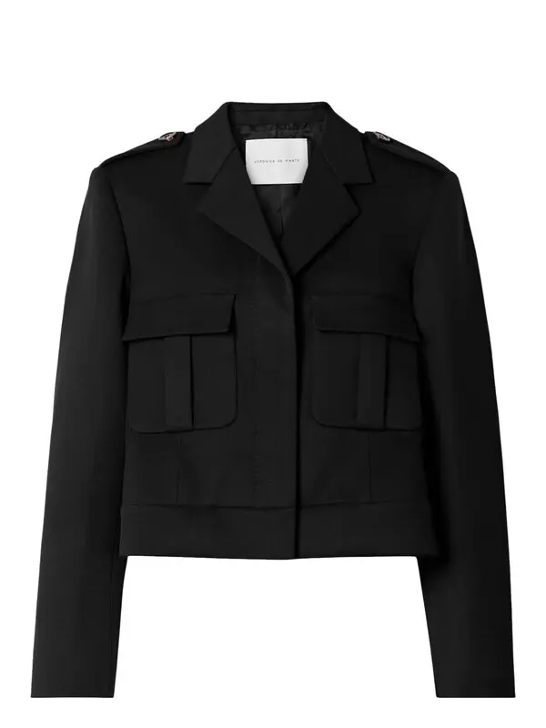 Veronica De Piante Birdie Cropped Wool-blend Twill Jacket - Black