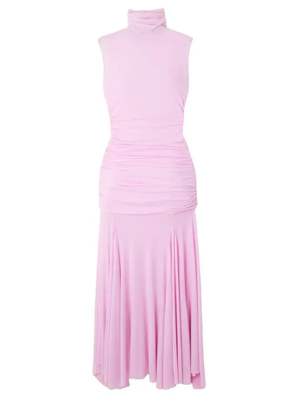 Magda Butrym Asymmetric Ruched Jersey Dress - Pink