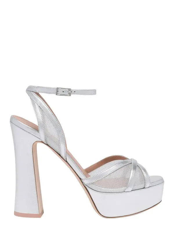 MALONE SOULIERS Metallic Mesh Sylvie Platform Sandals 125 - Silver