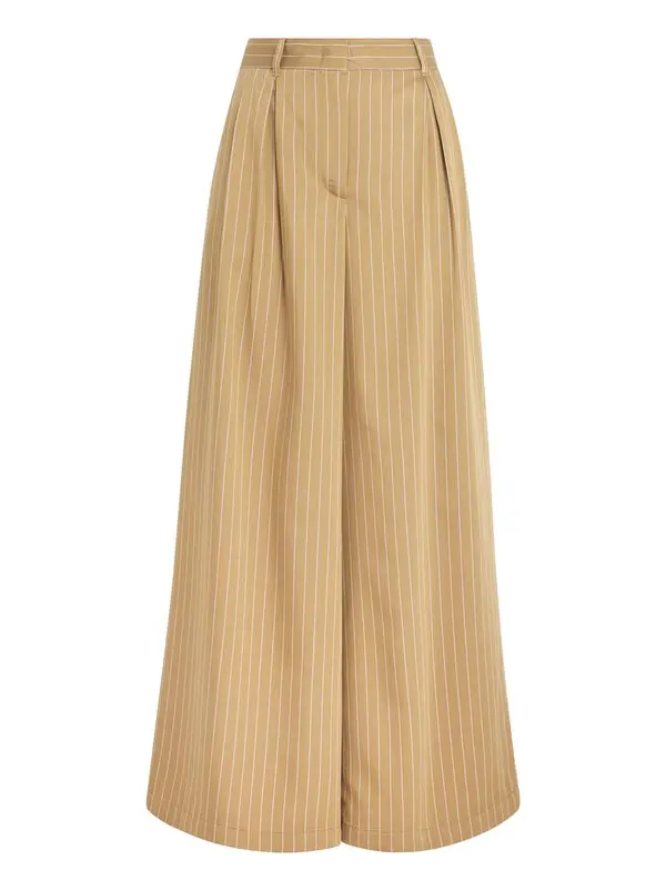 Max & Co. Pinstriped Wide-leg Trousers - Yellow