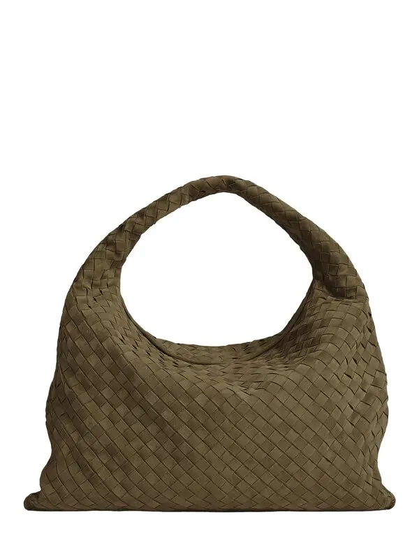 Bottega Veneta Large Suede Hop Shoulder Bag - Grey