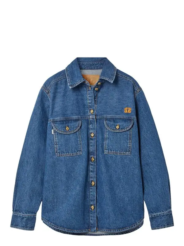 BLAZÉ MILANO Nariida Berber Embroidered Denim Shirt - Blue