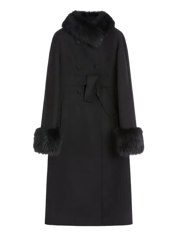 Valentino Garavani Virgin Wool-cashmere Belted Fur Coat - Black
