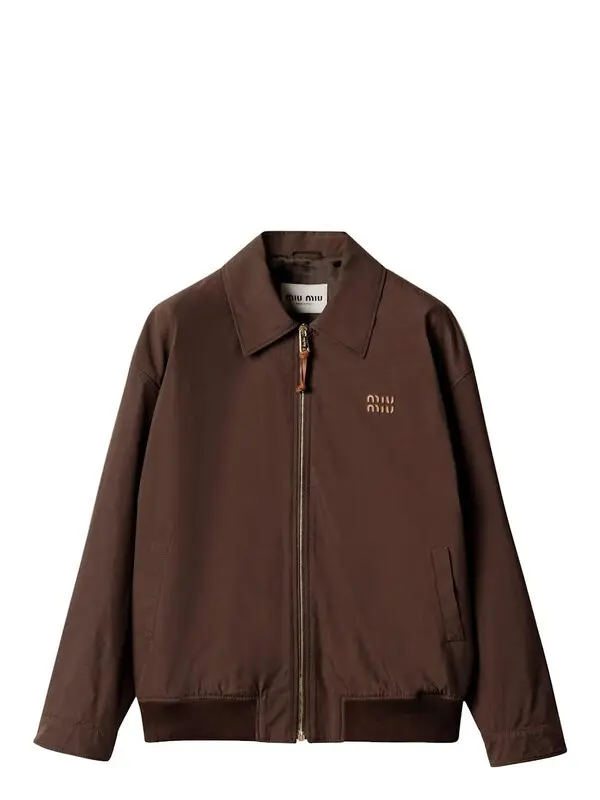 Miu Miu Panama Leather-trim Jacket - Cacao
