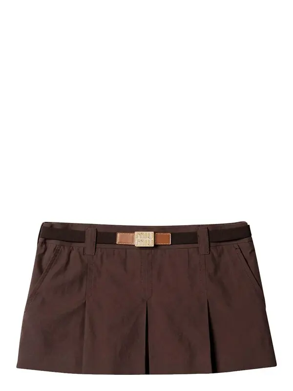 Miu Miu Panama Mini Pleated Skirt - Cacao