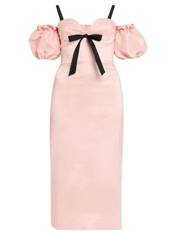 KIKA VARGAS Stella Strapless Taffeta Midi Dress - Pale Pink