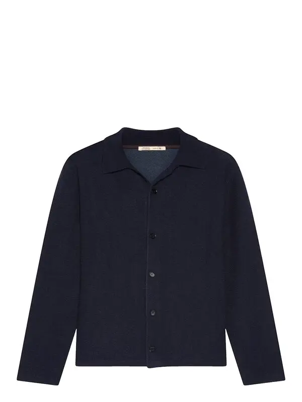 MAURIZIO BALDASSARI Herringbone Knit Overshirt - Dkblue