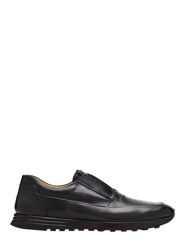 Bontoni Amabile Soft Leather Slip-on Sneakers - Nero Anticato