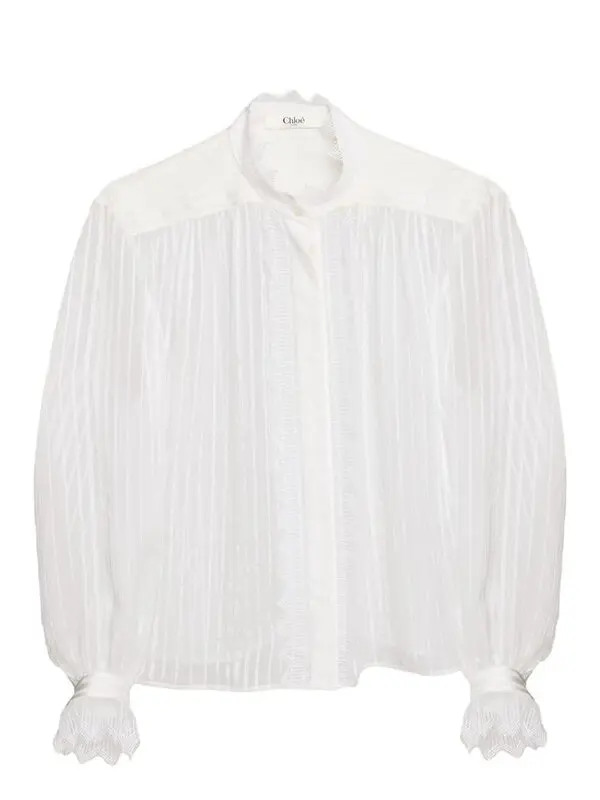 Chloé Striped Silk Blouse - Iconic Milk
